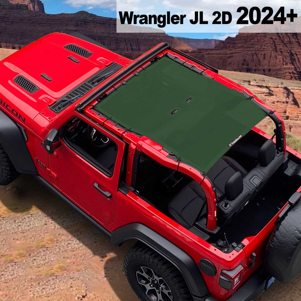 Shadeidea Jeep Wrangler Sun Shade Soft Top Roof JL 2-Door Mesh Sunshad