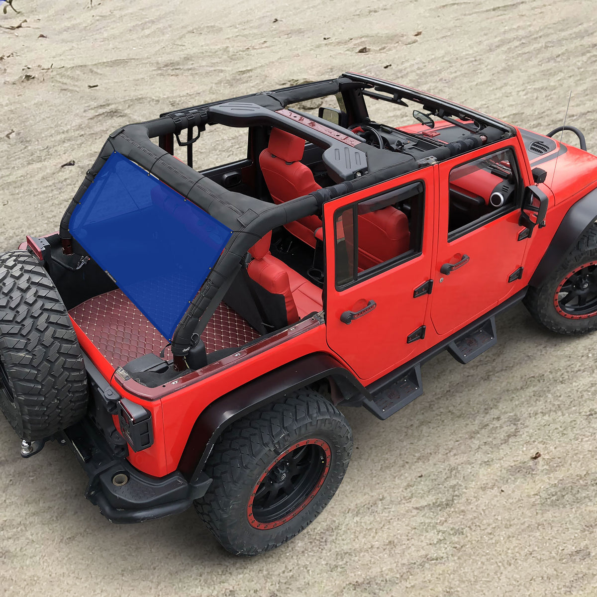 Jeep Wrangler Sun Shade JK 4 Door Back Mesh Screen Sunshade SAHARA RUB ...