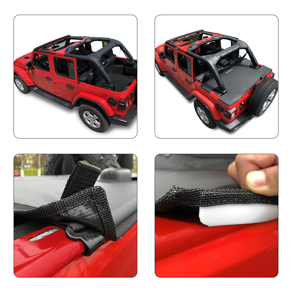 Jeep Wrangler Tonneau Cover JLU 4 Door Rear Trunk Cover Cargo Vinyl Co ...